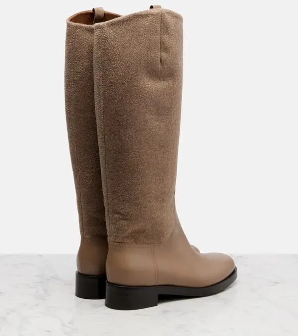 Max Mara Cashmere And Leather Knee-high Boots