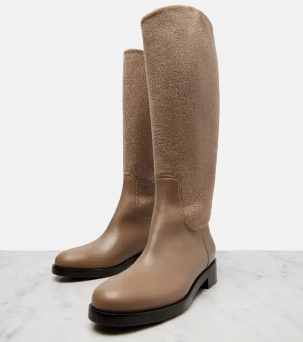 Max Mara Cashmere And Leather Knee-high Boots