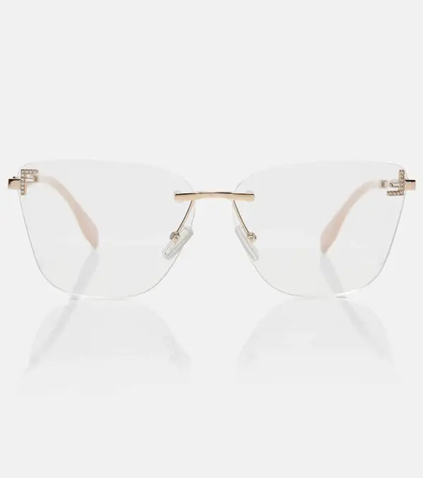 Fendi Crystal Cat-eye Glasses - Gold