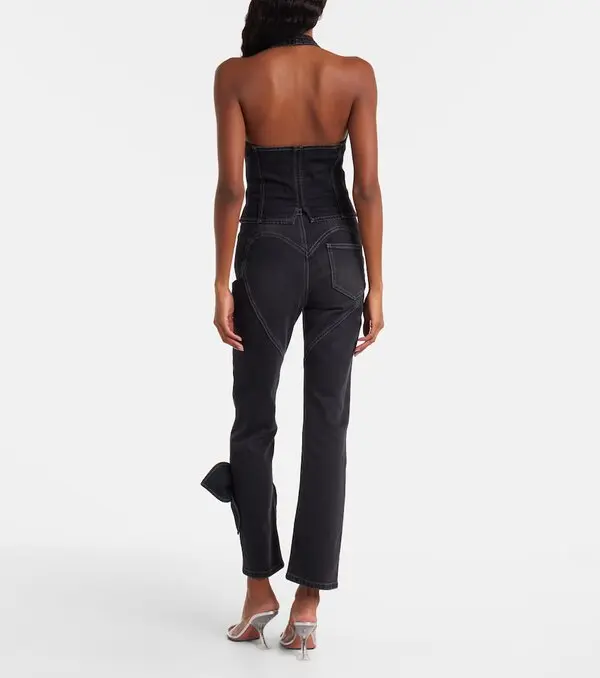 AREA Bow-detail Denim Top