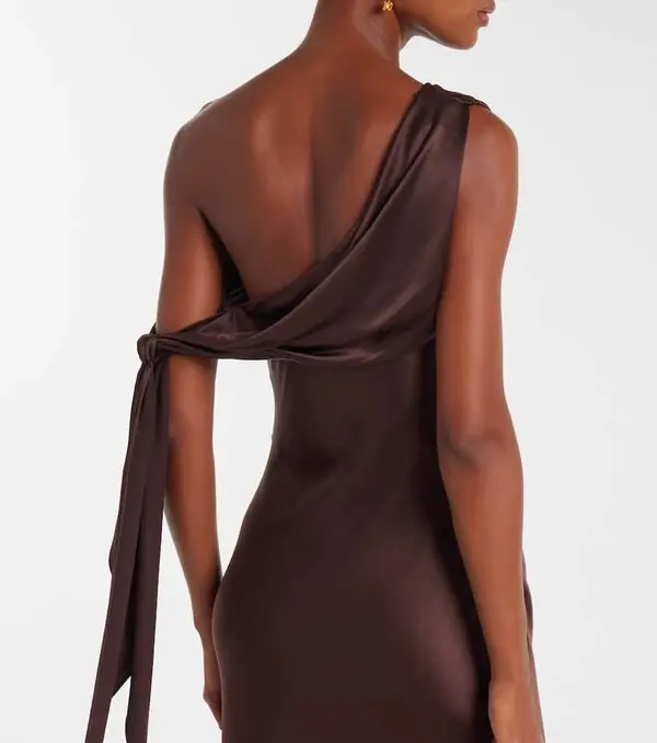 THE SEI Draped Asymmetrical Silk Satin Gown