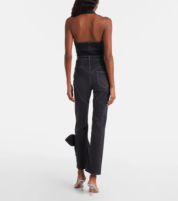 AREA Bow-detailed Cropped Jeans