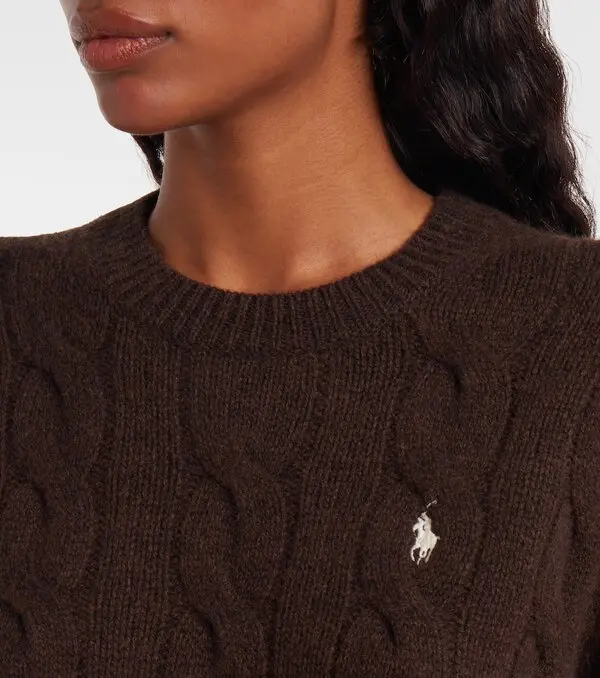 Polo Ralph Lauren Cable-knit Wool And Cashmere Sweater - Brown