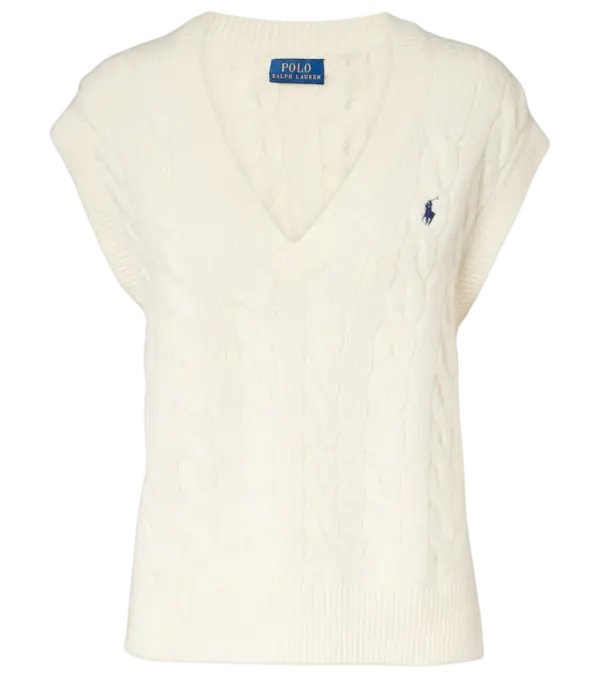 Polo Ralph Lauren Cable-knit Wool-cashmere Vest - White