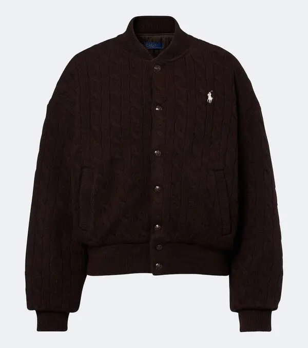 Polo Ralph Lauren Cable-knit Wool And Cashmere Bomber Jacket - Brown