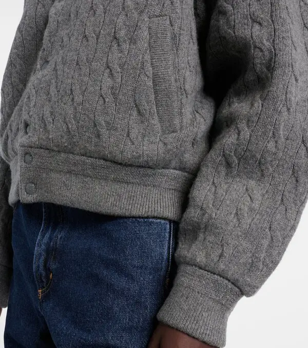 Polo Ralph Lauren Cable-knit Wool And Cashmere Bomber Jacket - Grey
