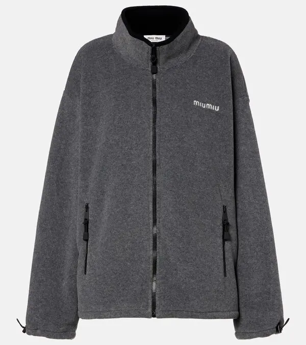 Miu Miu Logo Oversized Fleece Sweatshirt