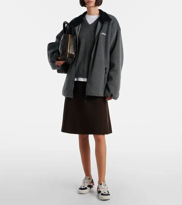 Miu Miu Logo Oversized Fleece Sweatshirt