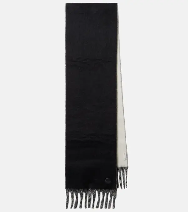 Moncler Logo Alpaca And Wool-blend Scarf - Black