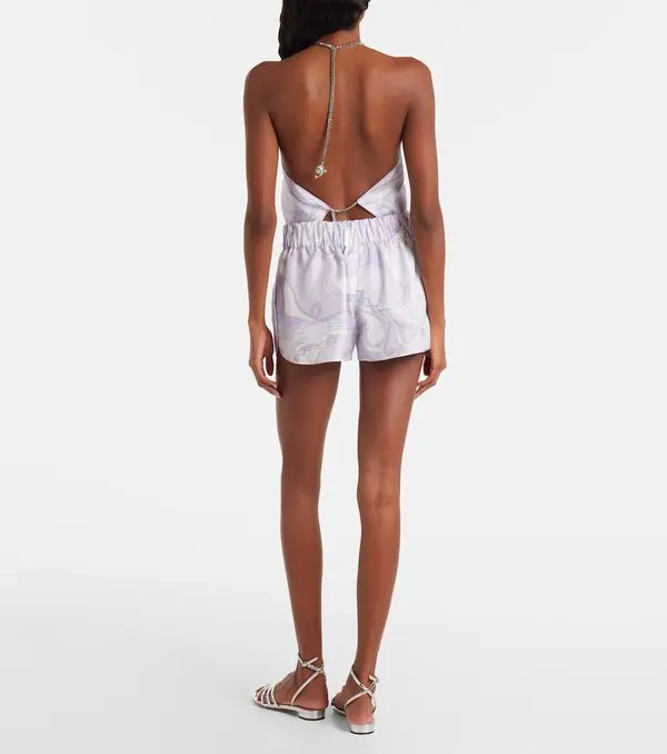 Emilio Pucci Orchidee Low-rise Silk Twill Shorts