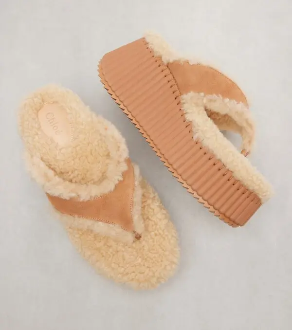 Chloé Nama Suede Platform Thong Sandals