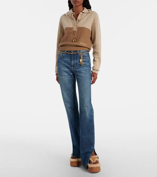 Chloé Nama 80 Suede Platform Thong Sandals - Brown