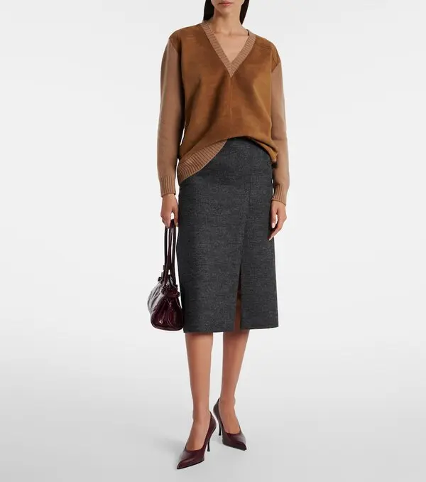 Prada Virgin Wool Midi Skirt