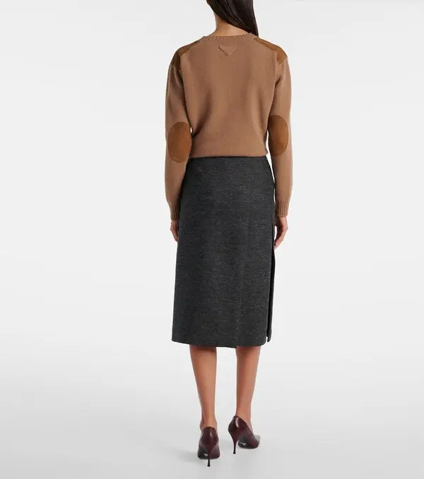 Prada Virgin Wool Midi Skirt