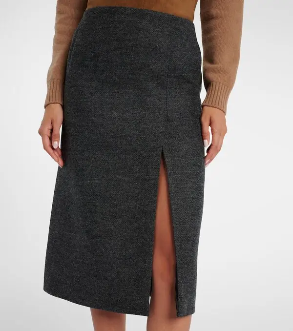 Prada Virgin Wool Midi Skirt