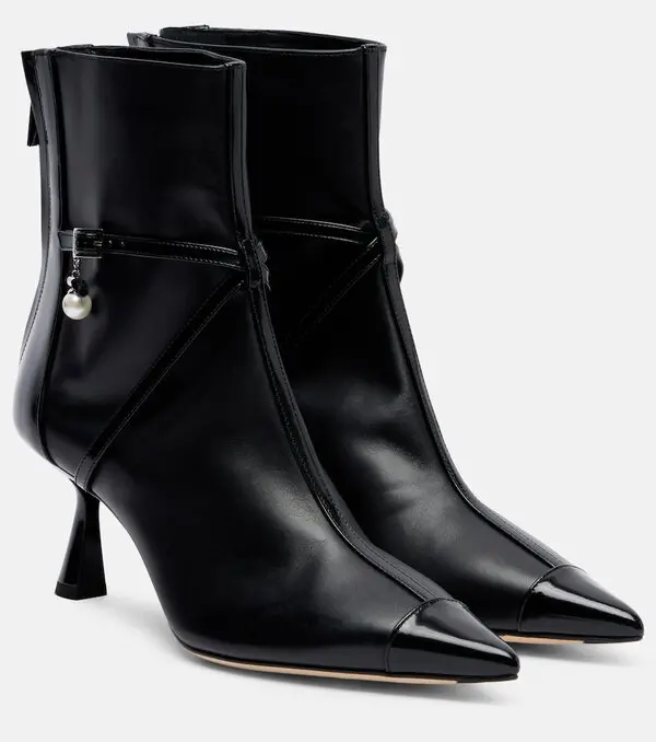 JIMMY CHOO Aren 65 Leather Ankle Boots - Black