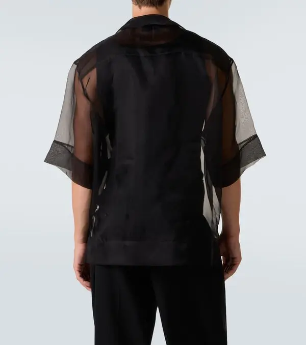 Simone Rocha Floral-appliqué Sheer Silk Shirt