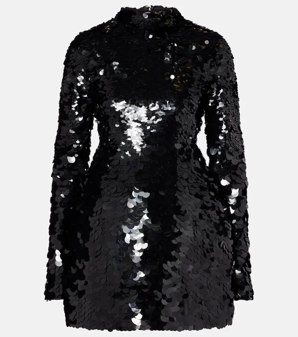 Sportmax Terfrite Sequined Jersey Minidress - Black
