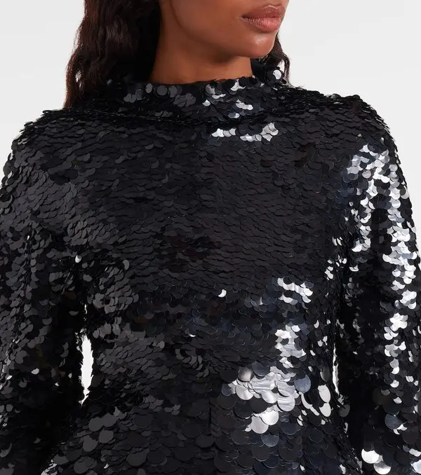Sportmax Terfrite Sequined Jersey Minidress - Black