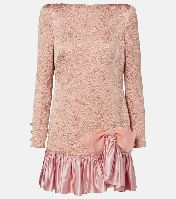 Valentino Garavani Wool And Silk-blend Matelassé Minidress - Pink