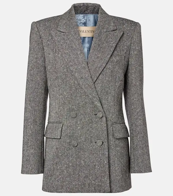 Valentino Garavani Double-breasted Wool-blend Blazer - Grey