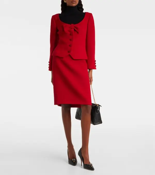 Valentino Garavani Bow-detailed Cropped Tweed Jacket