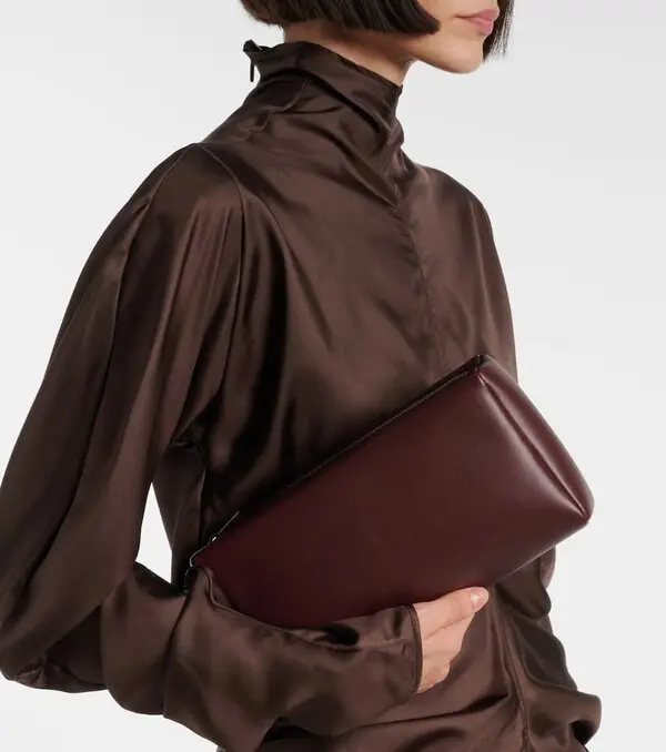 THE ROW Leather Clutch - Burgundy