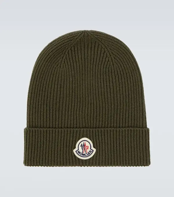 Moncler Logo Ribbed-knit Virgin Wool Beanie - Green