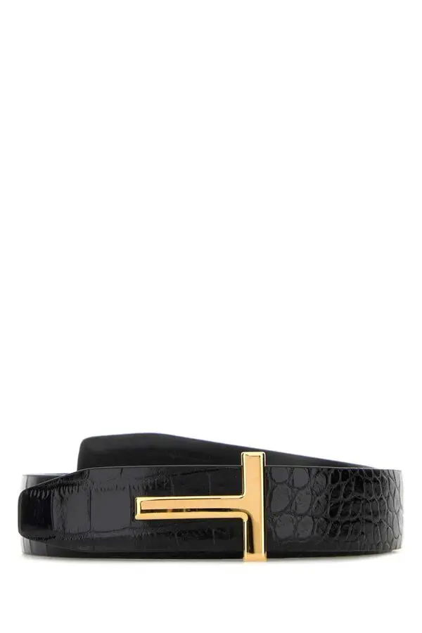TOM FORD Reversible Printed Croc Effect T Belt 30mm - Black