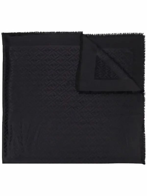 Fendi Ff Silk And Wool Scarf - Black