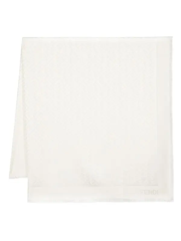 Fendi Ff Silk And Wool Scarf - Beige