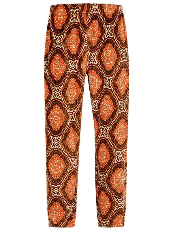 Drole De Monsieur Velours Médaillon Cotton Pants - Brown