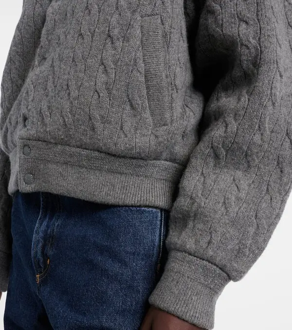 Polo Ralph Lauren Cable-knit Wool And Cashmere Bomber Jacket - Grey