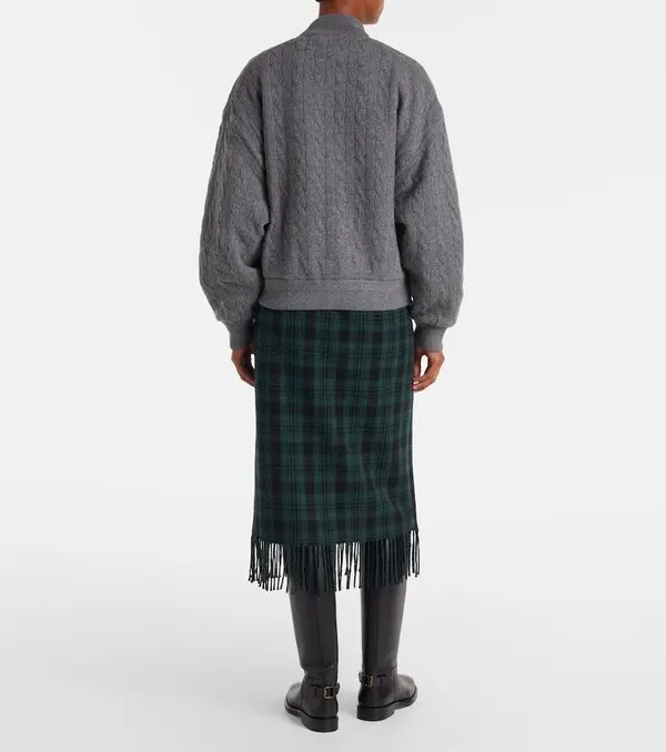 Polo Ralph Lauren Cable-knit Wool And Cashmere Bomber Jacket - Grey