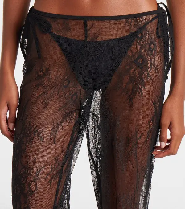 BANANHOT Allen Sheer Lace Wide-leg Pants
