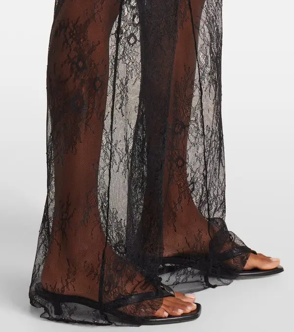 BANANHOT Allen Sheer Lace Wide-leg Pants