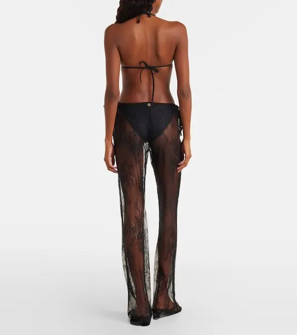 BANANHOT Allen Sheer Lace Wide-leg Pants