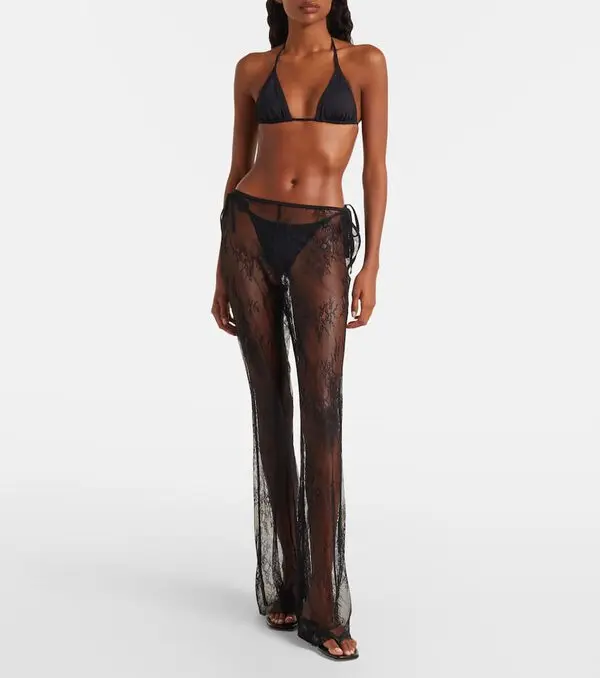 BANANHOT Allen Sheer Lace Wide-leg Pants