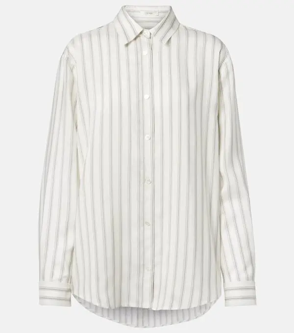 THE ROW Eirlys Striped Silk Poplin Shirt