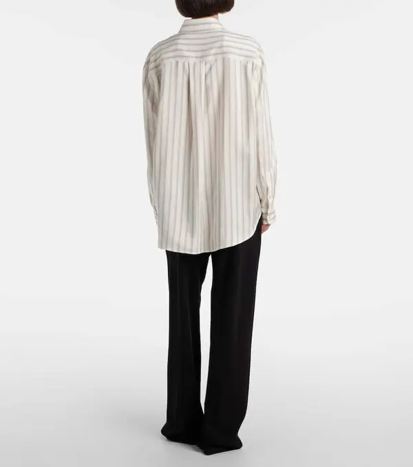 THE ROW Eirlys Striped Silk Poplin Shirt