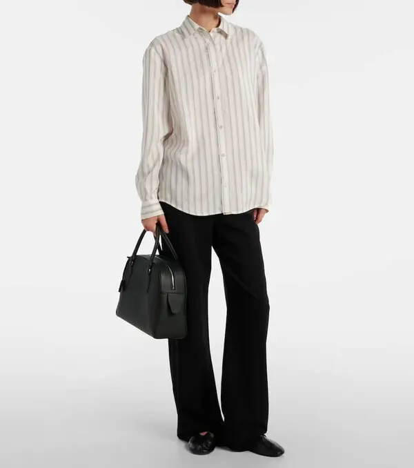 THE ROW Eirlys Striped Silk Poplin Shirt