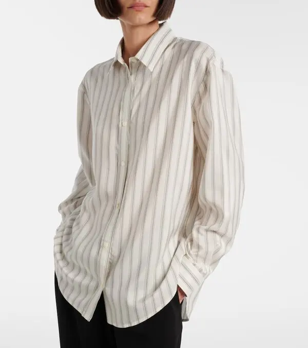 THE ROW Eirlys Striped Silk Poplin Shirt