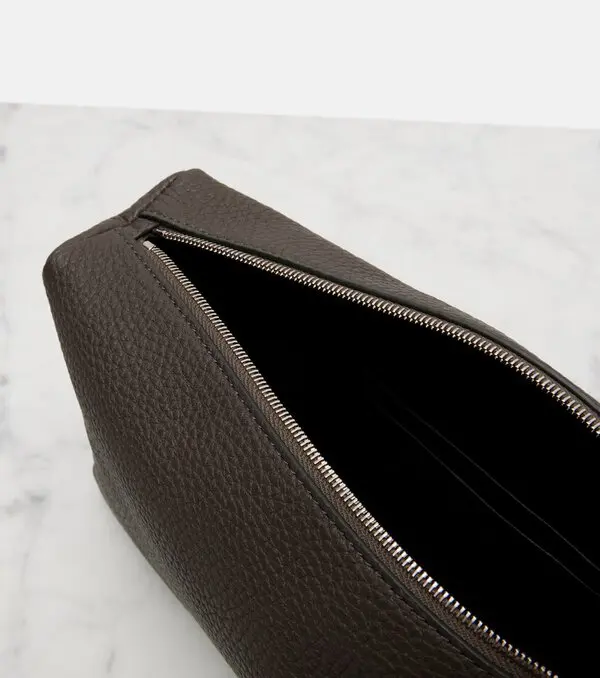 THE ROW Squared Compact Leather Clutch - Grey