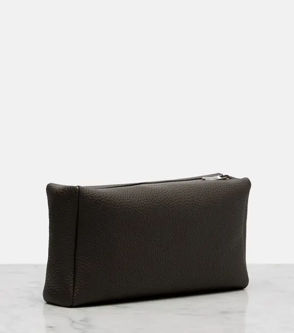 THE ROW Squared Compact Leather Clutch - Grey