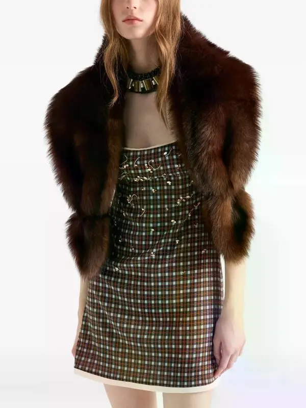Prada Embellished Checked Mini Dress