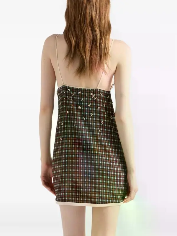 Prada Embellished Checked Mini Dress