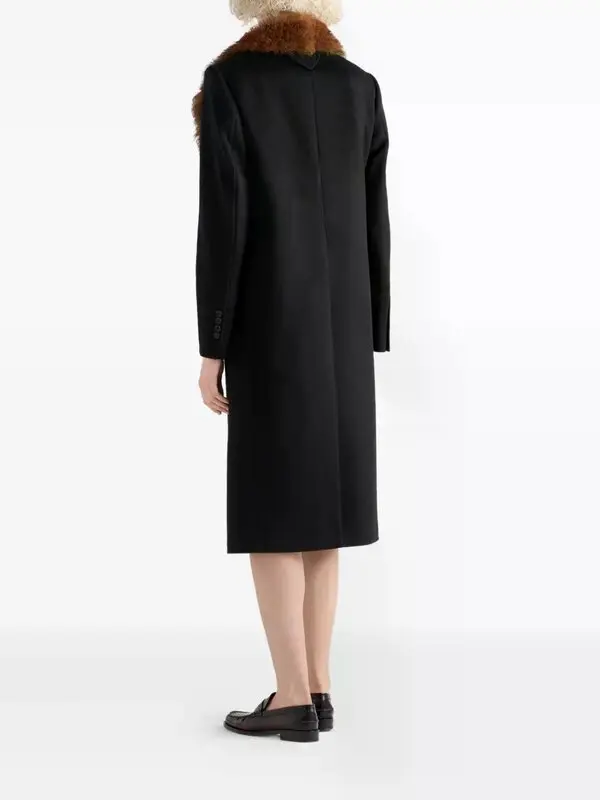 Prada Peak Lapel Double-breasted Coat - Black