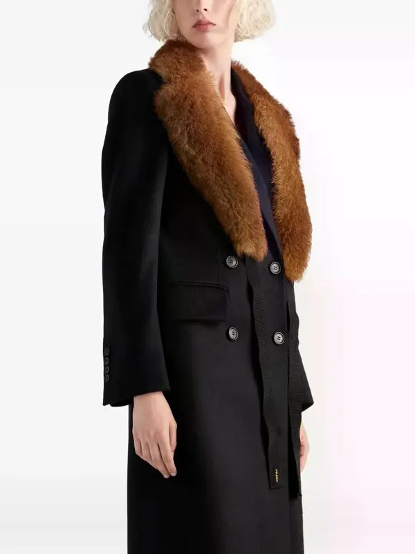 Prada Peak Lapel Double-breasted Coat - Black