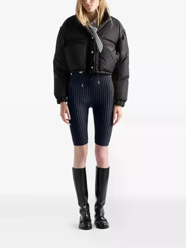 Prada Cropped Down Jacket With Ring Collar