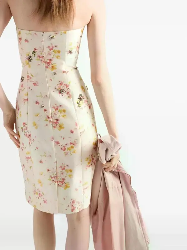 Prada Floral-print Embellished Mini Dress - White